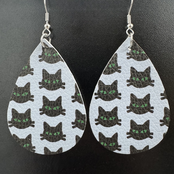 Jewelry | 325 Black Cats Dangle Teardrop Tear Drop Earrings | Poshmark